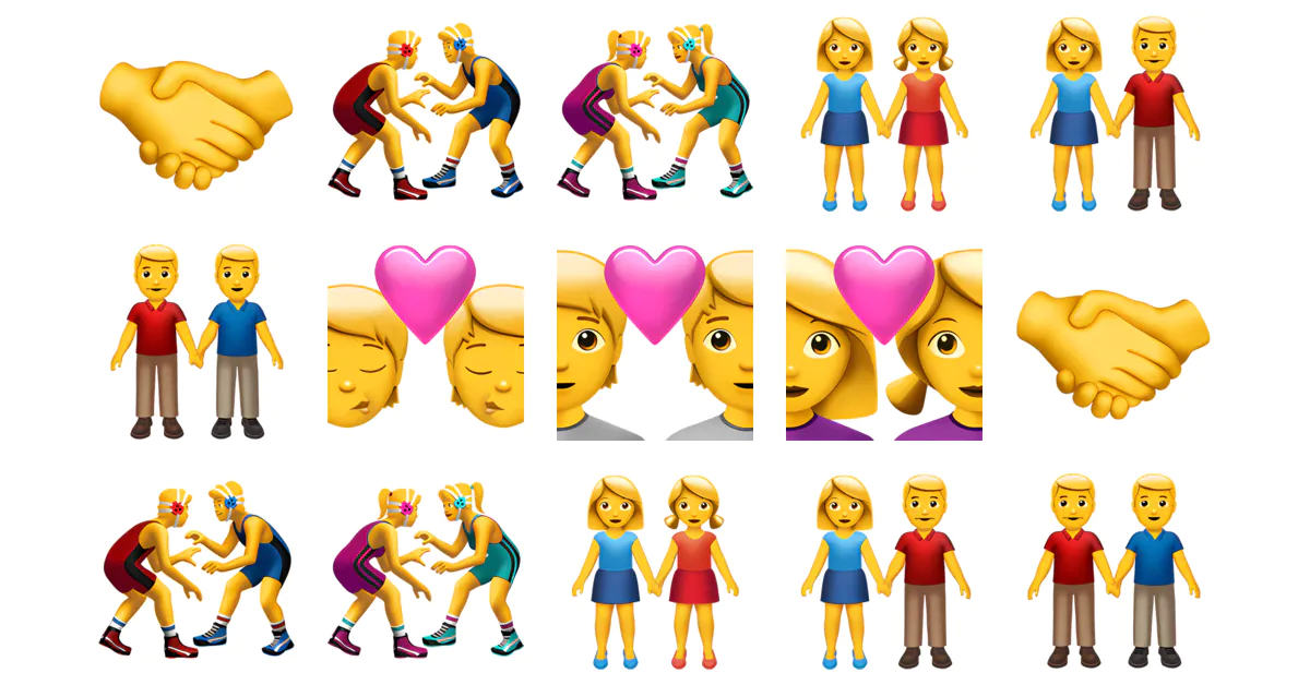 👫 2-People Emojis 💑👭👬💏🤝 Copy & Combos