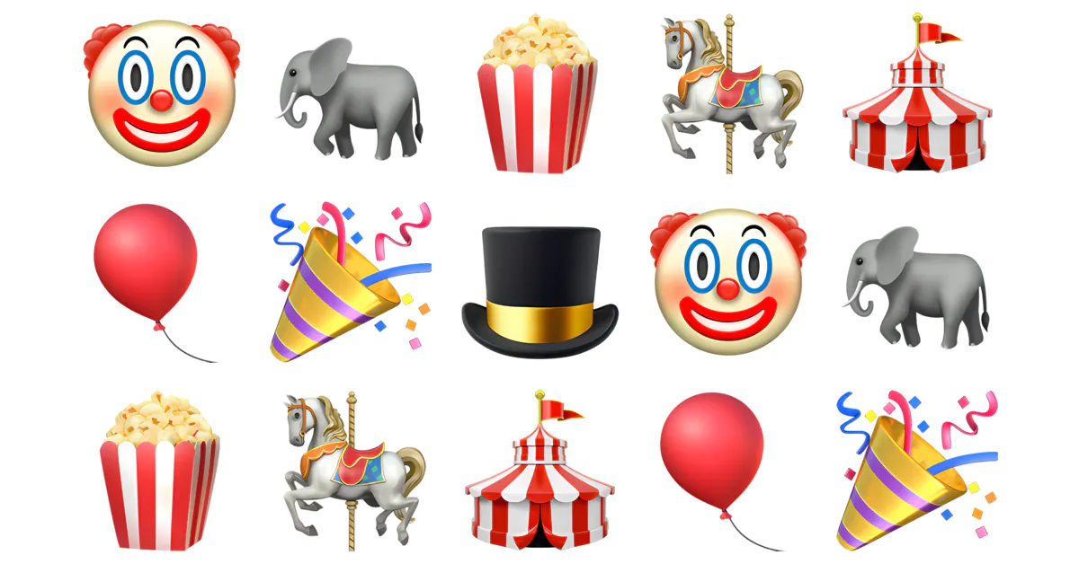 🎪 Circus Tent Emojis 🤡🎈🎉🐘🎩 Copy & Combos
