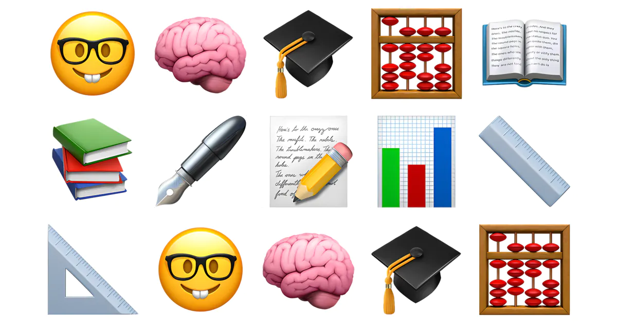 🧠 Intelligence Emojis 📚🎓🤓📖🧮 Copy & Combos