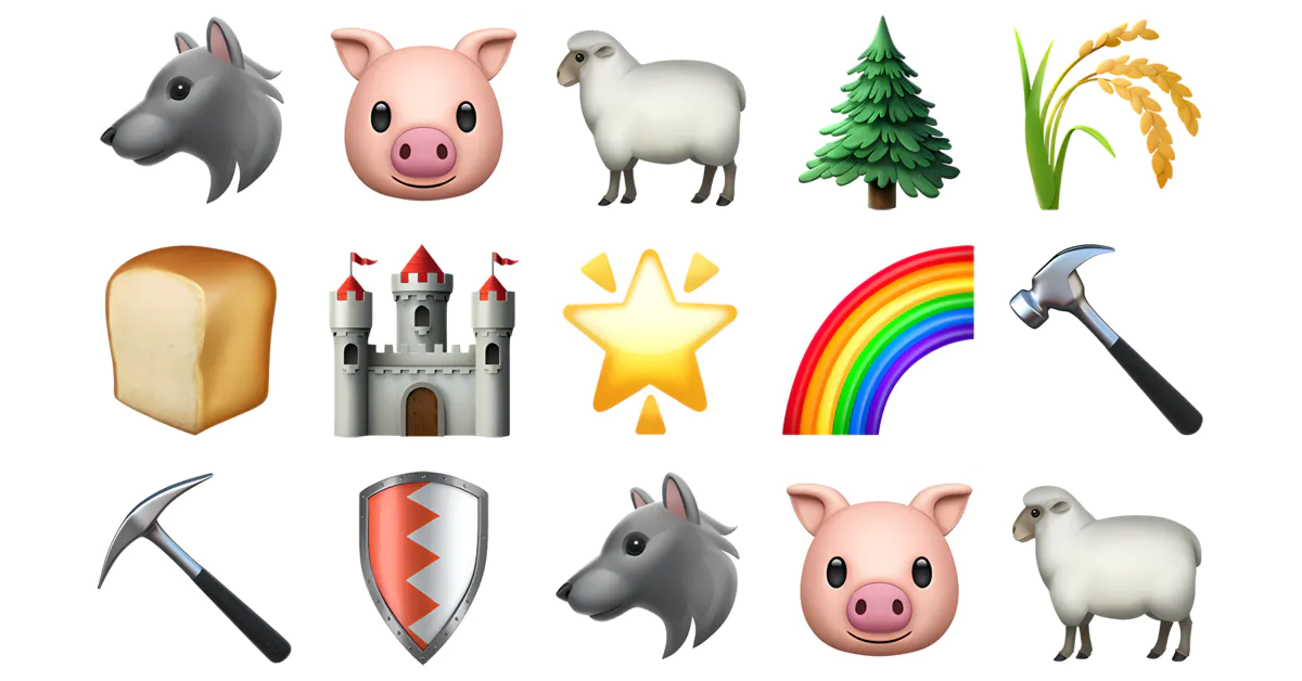 🔨 Minecraft-Emoji Emojis 🏰🌲🐑⛏️🌈 Copy & Combos