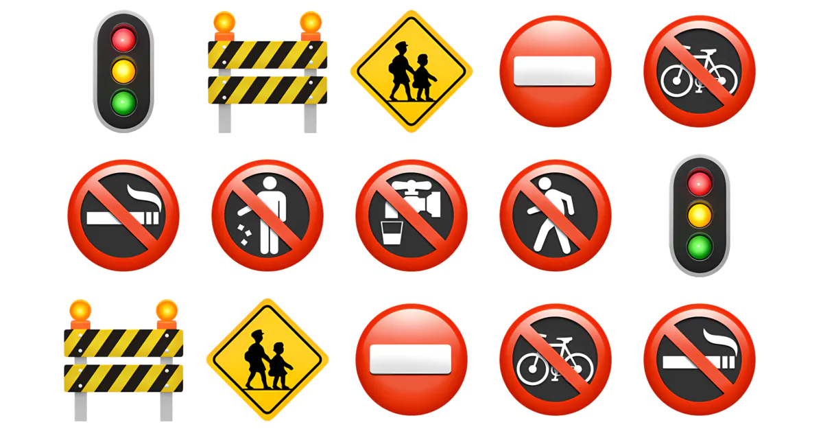 🚦 Road Signs Emojis 🚧⛔🚸🚷🚳 Copy & Combos