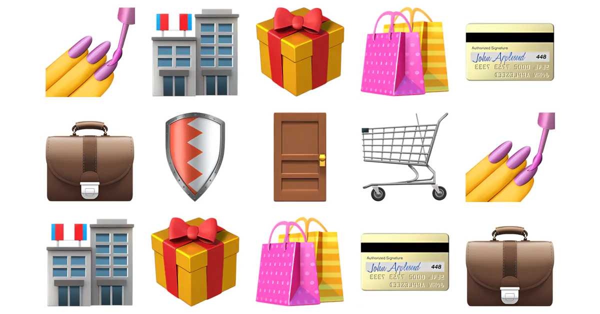 🛍️ Shopping-Mall Emojis 🏬🛒🛡️🎁💳 Copy & Combos