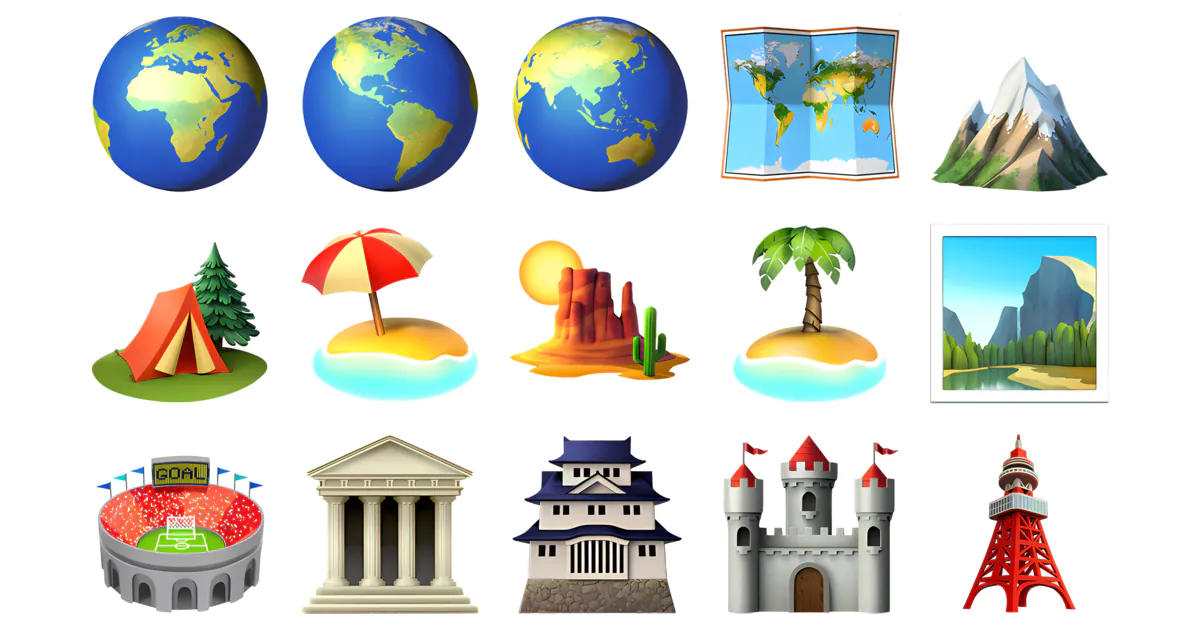 🗺️ Tour guide Emojis 🌍🌎🌏🏞️🏔️ Copy & Combos