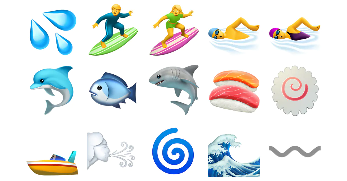 🌊 Wave Ascii Emoji Emojis 🏄‍♂️🏄‍♀️〰️💦🐬 Copy & Combos